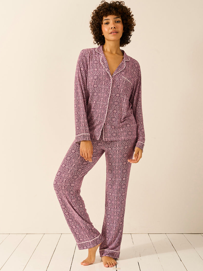 Long Pajama Set Arts Floral Sustainable Tencel™ Underwear Stripe