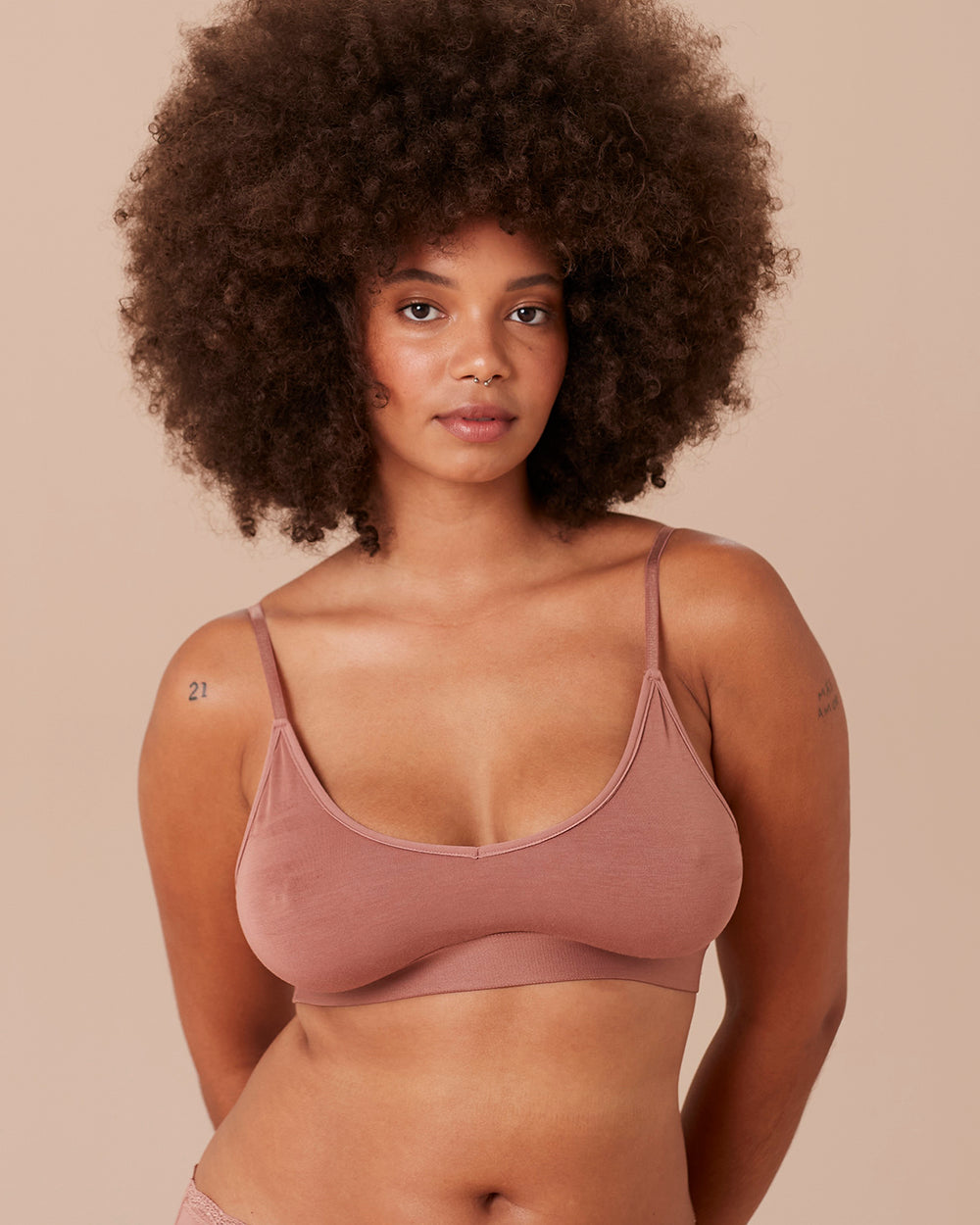 T Shirt Bra Mocha Sustainable Tencel™ Bralette Stripe And Stare Usa