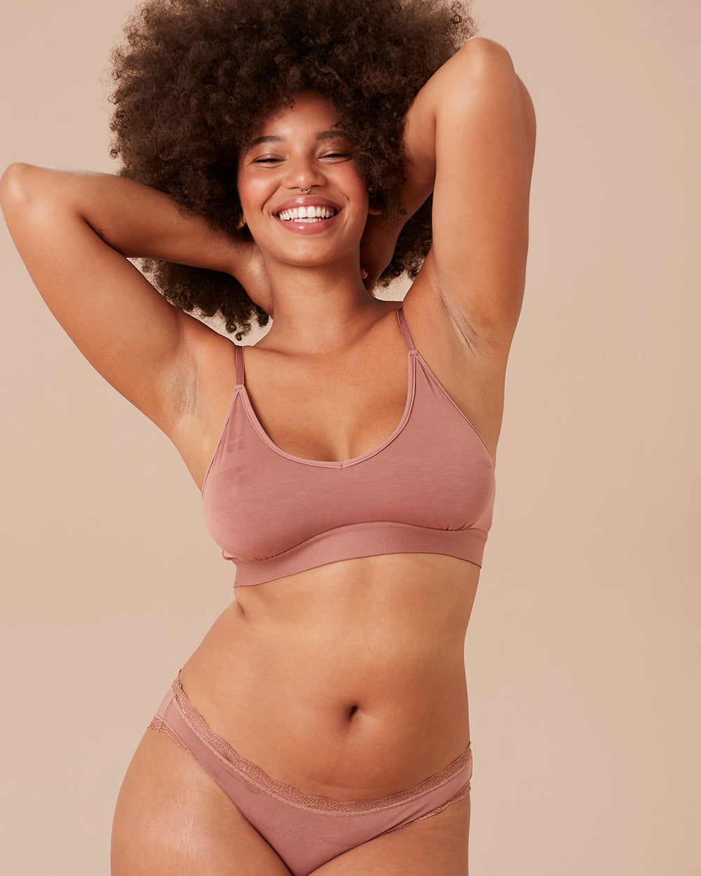 T Shirt Bra Mocha Sustainable Tencel™ Bralette Stripe And Stare Usa