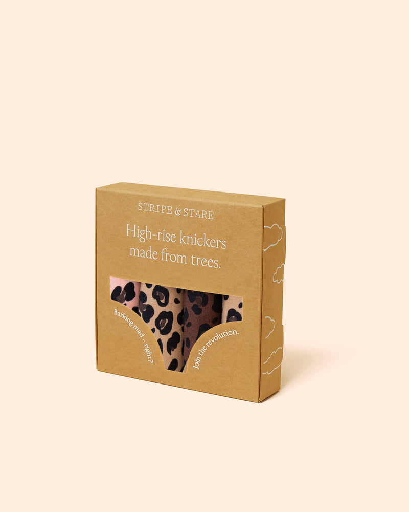 High Rise Brief Four Pack - Peach Latte Leopard | Sustainable TENCEL ...